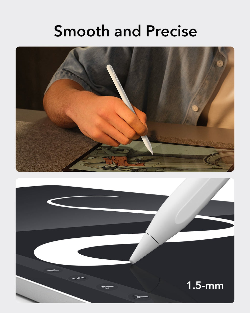 Digital Pencil with Synthetic Resin Nib for iPad Air, Pro, and mini-ESR