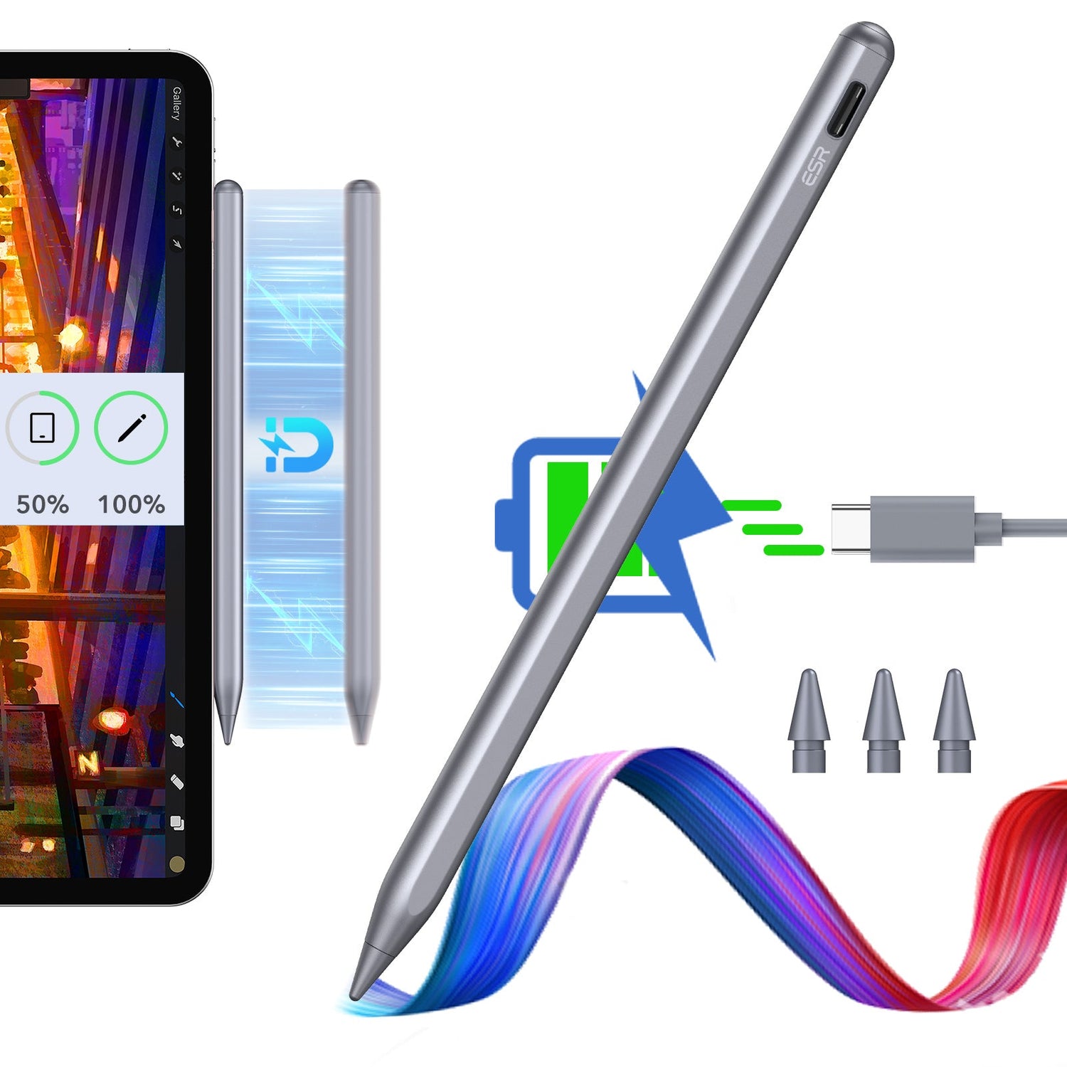 Digital Pencil Pro with wireless charging for iPad Air, Pro, and mini - ESR